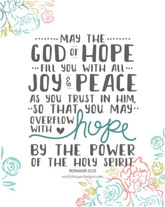 Items similar to Hand lettered....May the God of hope fill you with all ...
