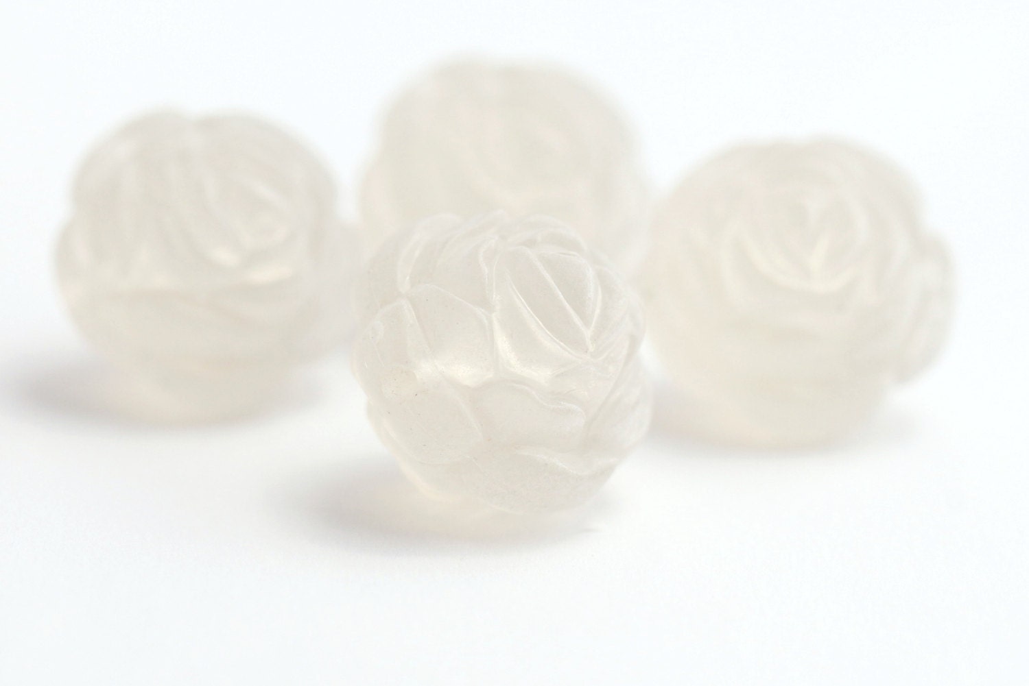 Crystal Matte Frosted Acrylic Round Rose Flower Beads Large