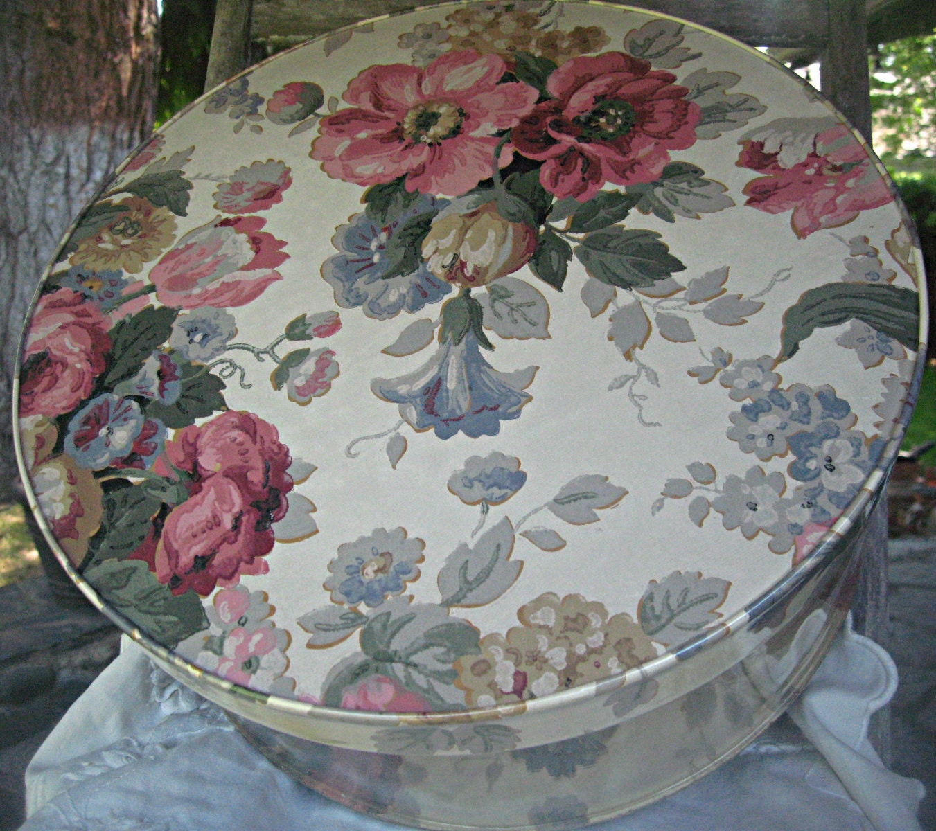 Vintage clear hat box floral hat box roses hatbox studio