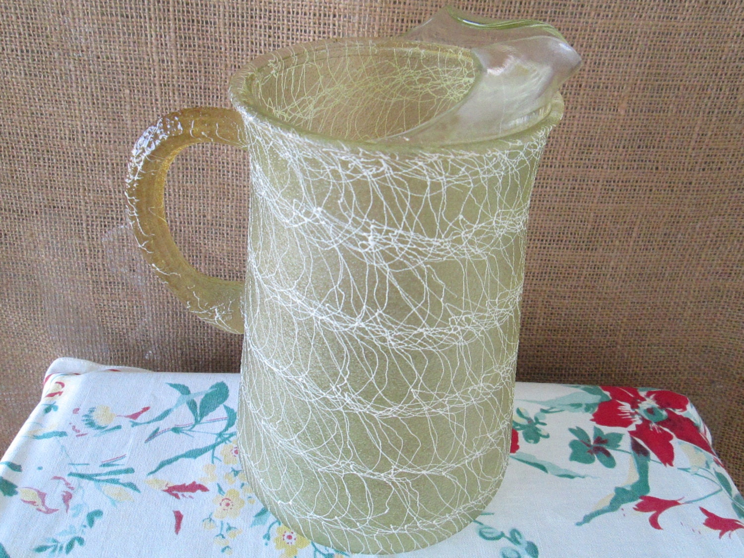 Spun Spaghetti Yellow Glass Lemonade Pitcher,Squiggle,Colour Craft ...