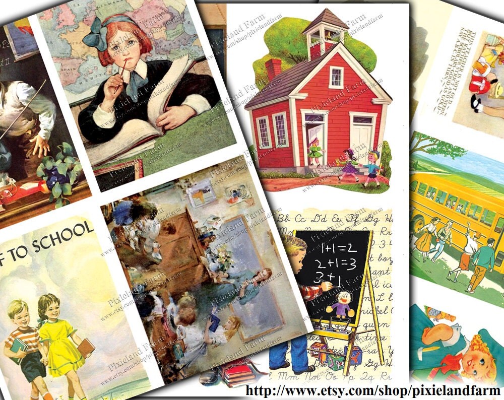 Vintage Back To School Clip Art Printable Digital Download