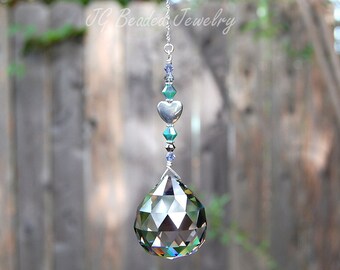 Prism Crystal Suncatcher Rearview Mirror Car by JGBeadedJewelry