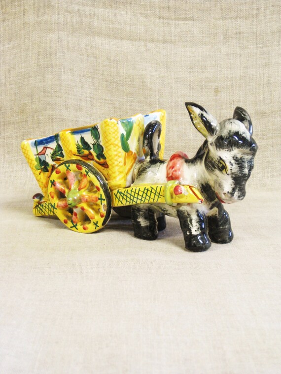 Italian Donkey Planter Ceramic Italy Wagon Animal