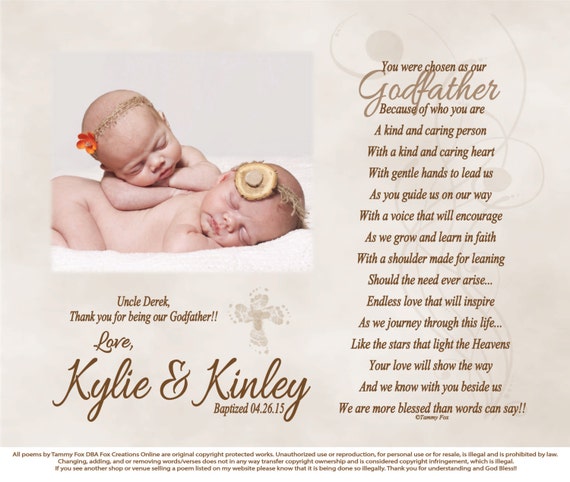 Godmother Godfather Godparents Thank You Gift from Twins