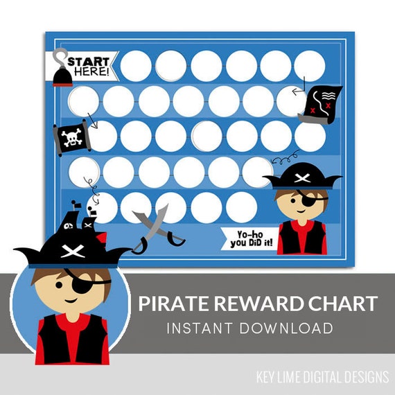 Pirate Kids Reward Chart Instant Download