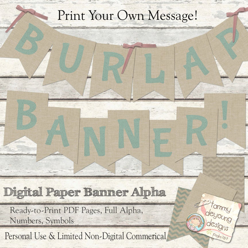 Printable Burlap Banner Burlap Wedding Banner nursery