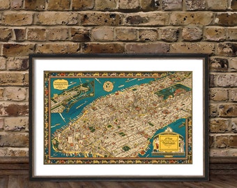 Map of Manhattan Old map of Manhattan New York Manhattan
