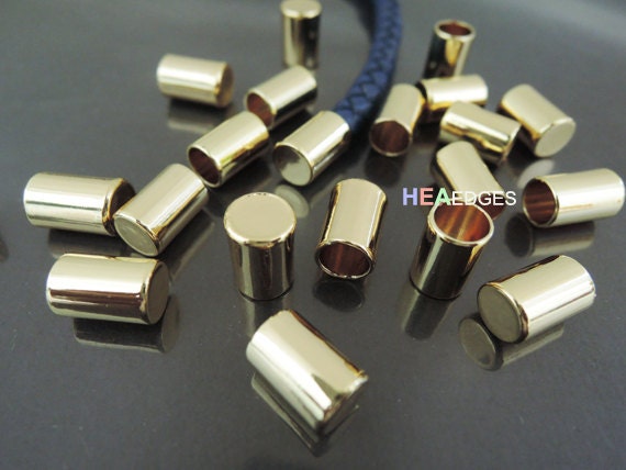 Gold End Cap without Loop and Hole 5mm 6pcs Finding Gold