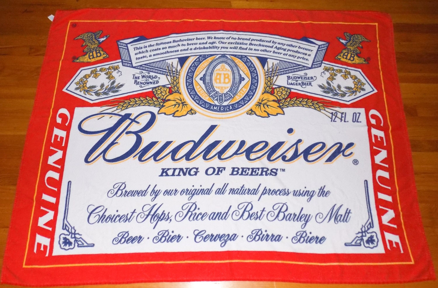 HUGE Vintage Budweiser 2 Person Terrycloth Beach Towel