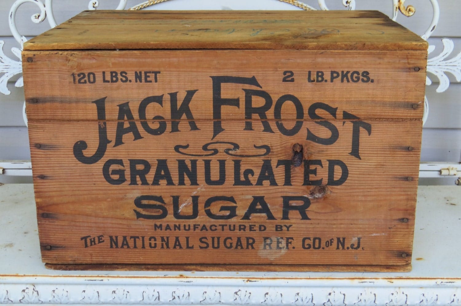 Primitive Wood Sugar Crate Country General Store Repurposed Shipping ...