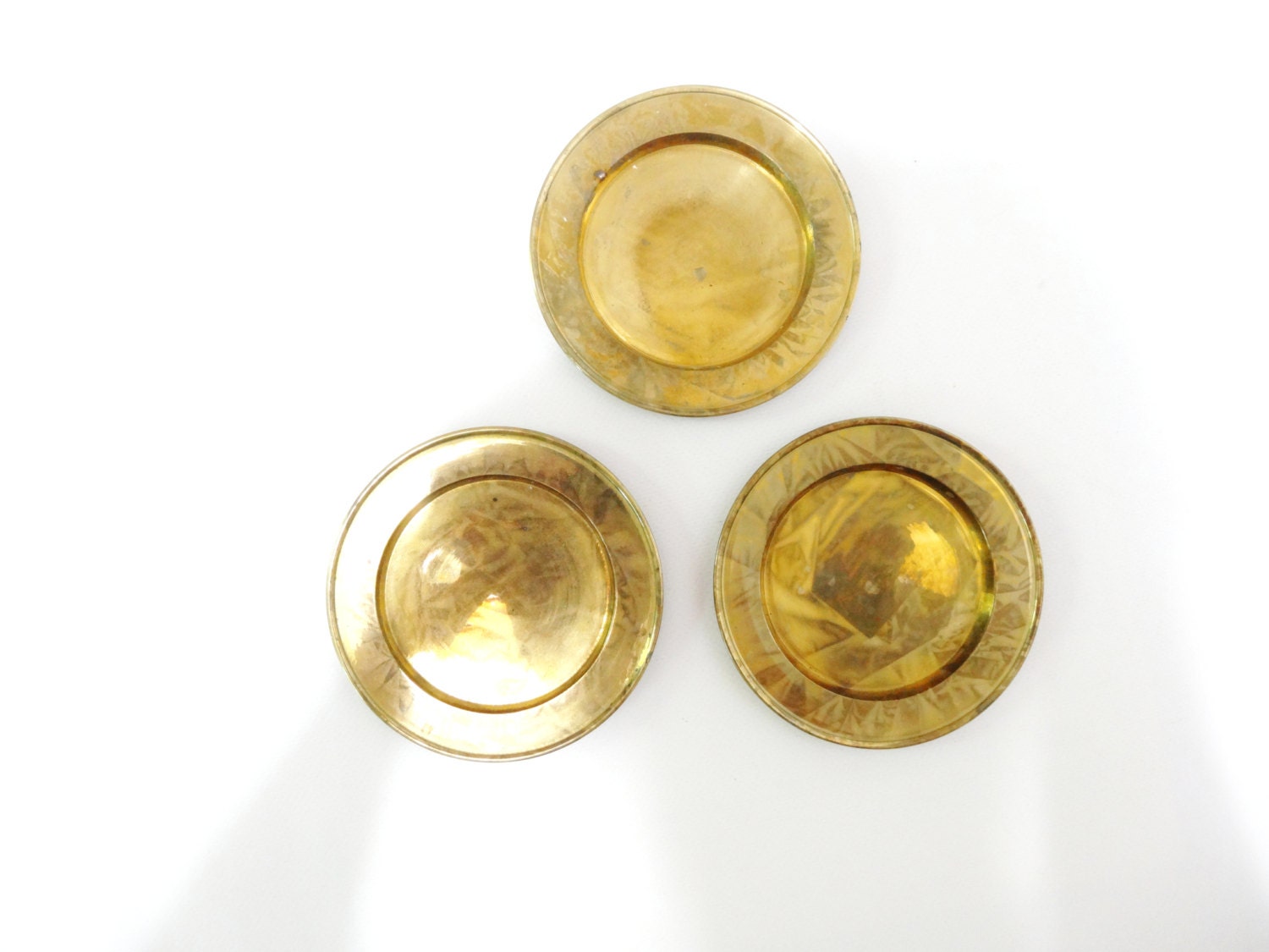 gold color vintage set of 3 mini plates – coasters – Haute Juice