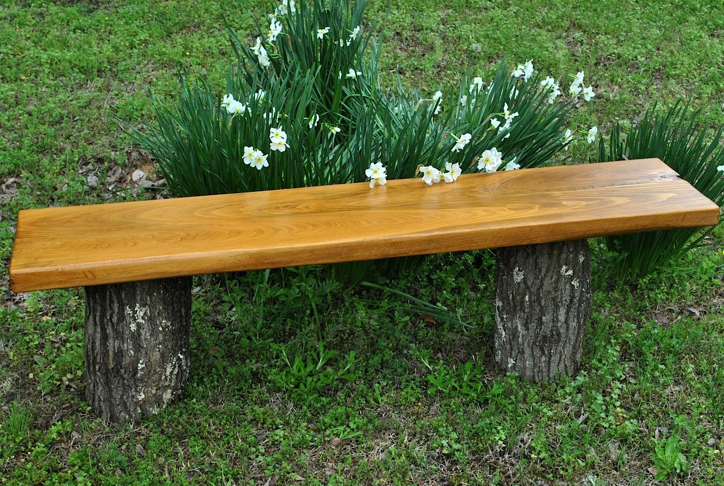 Outdoor Cypress bench top stained cherry