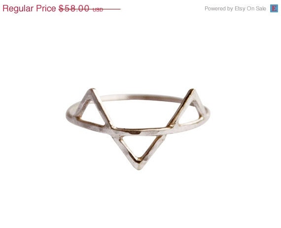 Three Spikes Ring Thin Silver Ring Triangle by StefanieSheehan