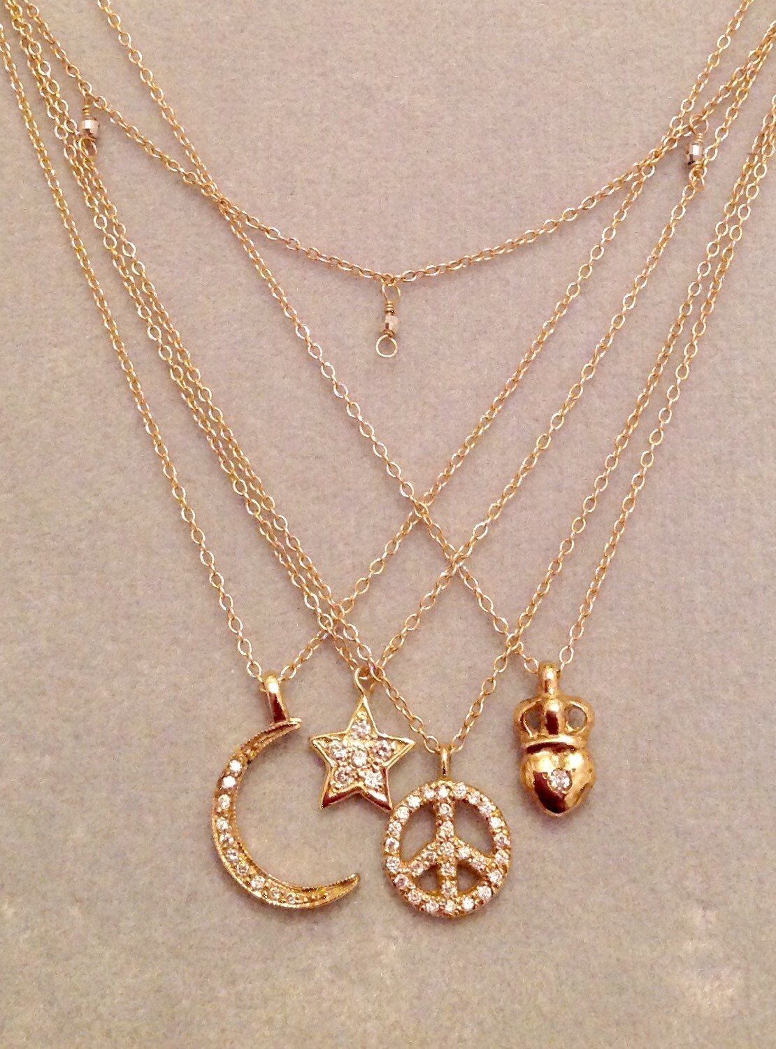 Sweet little diamond Moon Star Peace Crown Heart tiny ball