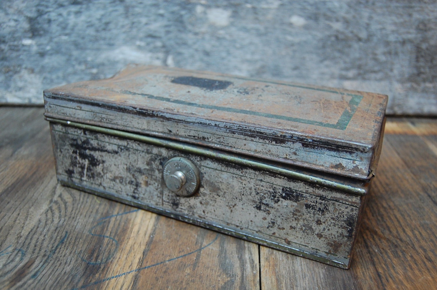 Antique metal Strong Box Bank Cash Money Safe With combination dial ...