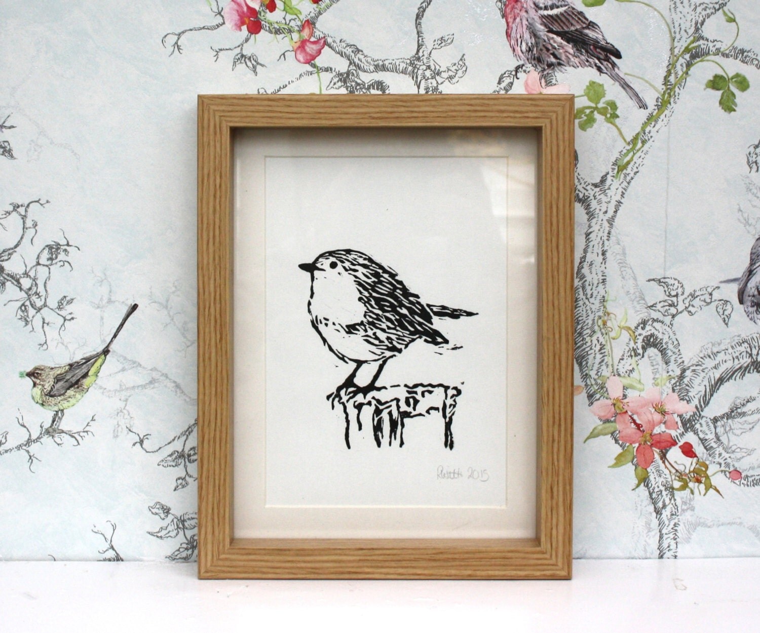 Linocut Robin Print. Bird Print Art. Lino by TheLinoPrintShop