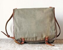 Popular items for leather military bag on Etsy