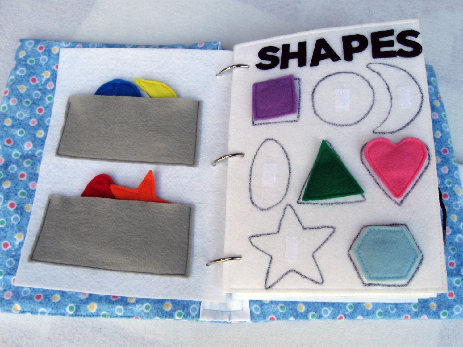 SHAPES felt quiet book page for toddler boy or girl one page