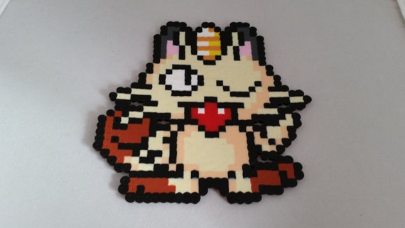 Items similar to Pokemon Inspired Meowth Perler / Pixel Art on Etsy