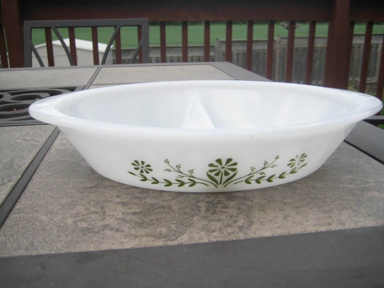 Divided bakeware,serving bowl,ovenproof dish,vintage ovenware,dish with ...