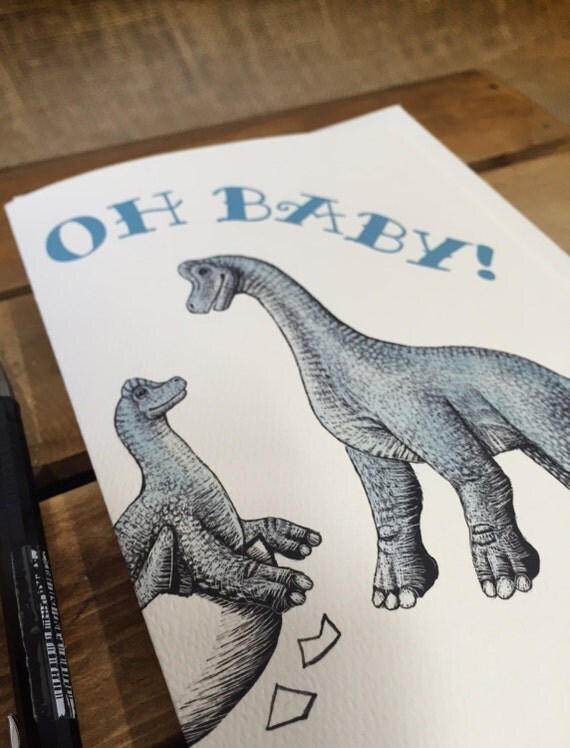 Congratulations Card Dinosaur New Baby Baby Shower Card by OXHIP