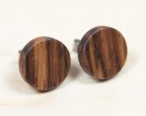 Wooden Stud Earrings 10mm, Wood Stud Earrings, Wooden Post Earrings ...