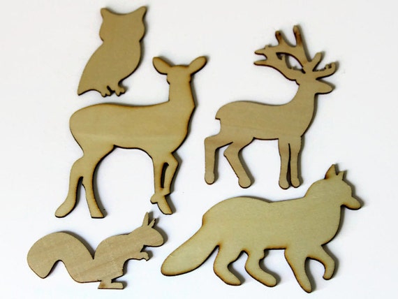 5 Woodland Animal Shapes Wooden Blanks Wooden Shapes