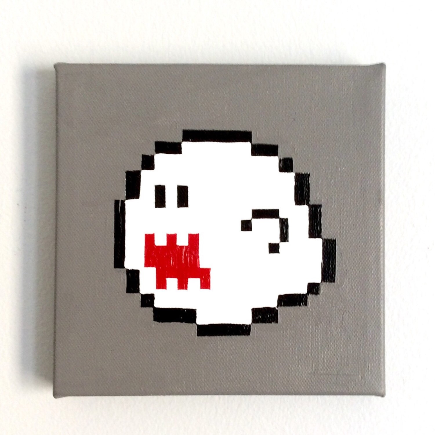 wall art 8 bit super nintendo mario ghost white by WindowArtsy
