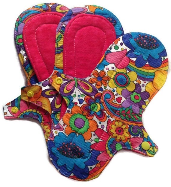 Multi Floral Hippie Print Reusable Cloth Menstrual Pad With