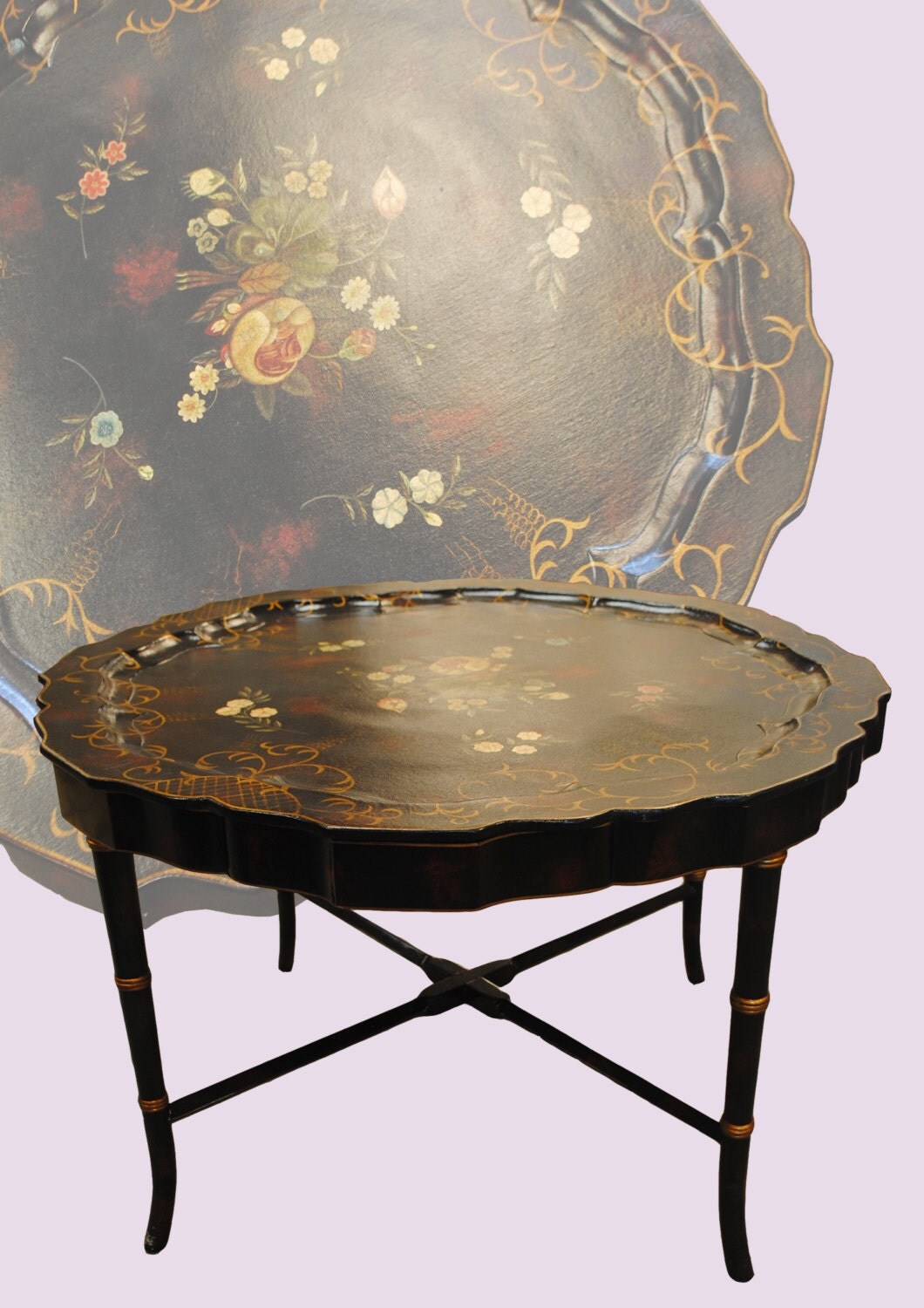 Maitland Smith Mid Century Modern Vintage Hand Painted Wood Floral ...