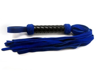 Leather Cane Flogger Black Red or White with Stainless Steel
