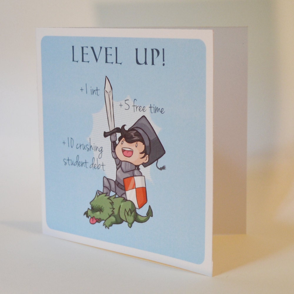 Geeky Graduation Card Level Up Grad design sweet nerdy