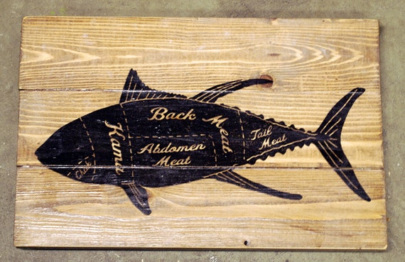 Butcher Chart Kitchen Wall Art Fish Diagram by BubingaArtistry