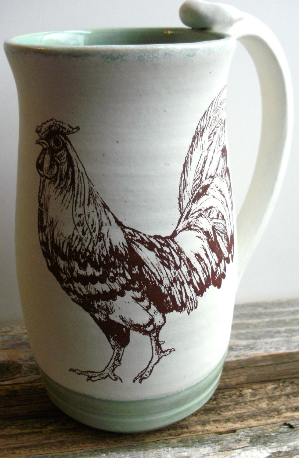 Rooster mug tall mug rooster coffee cup rooster by WhiteSwanStudio