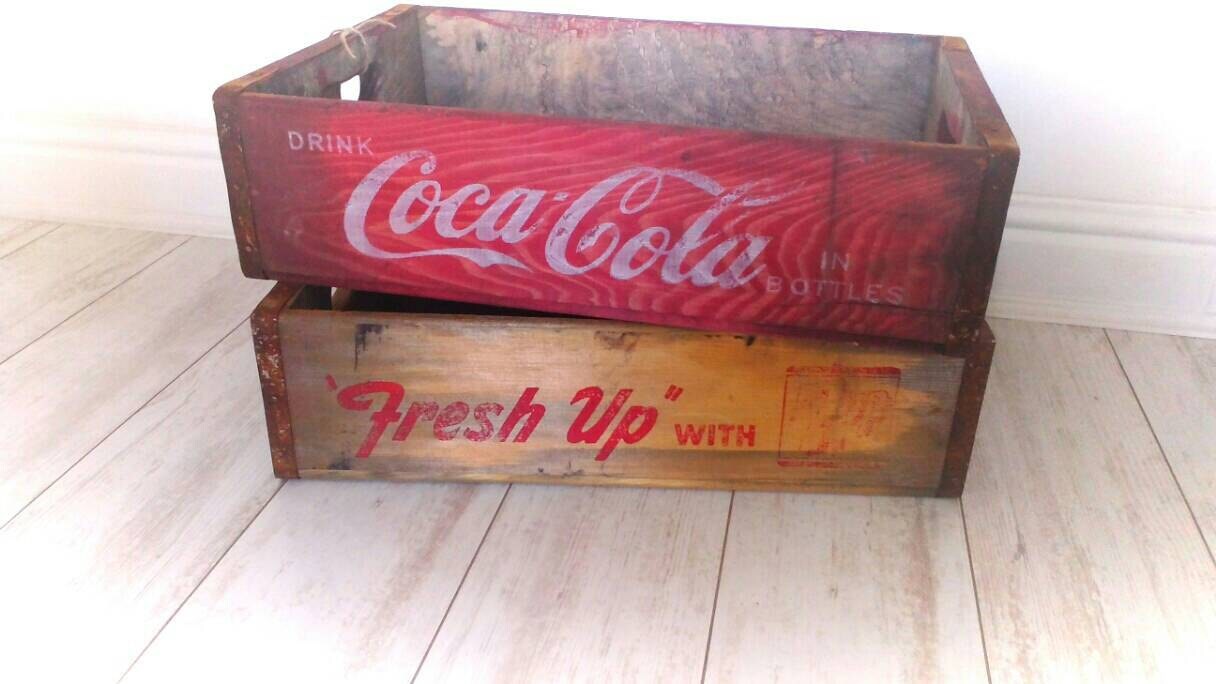 Vintage Retro Style, Coca Cola, 7Up, Crates, Boxes, Storage, Shelf ...