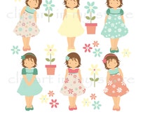 Unique little girls clipart related items | Etsy
