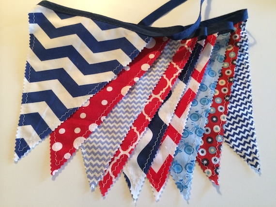 Patriotic fabric banner patriotic bunting by LittleSaraSews
