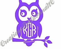 Popular items for owl monogram decal on Etsy