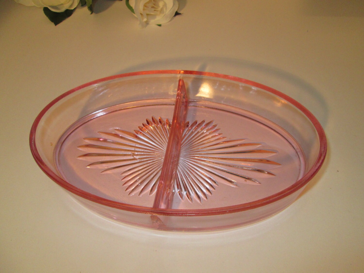 Pink Depression Glass Divided Dish – Haute Juice