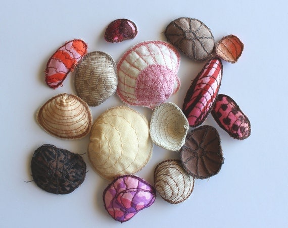 Items similar to Shells Textile Fabric, Quilt Art Embellishments. Great ...