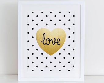 Gold heart printable | Etsy