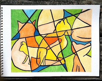 Cubist cat | Etsy