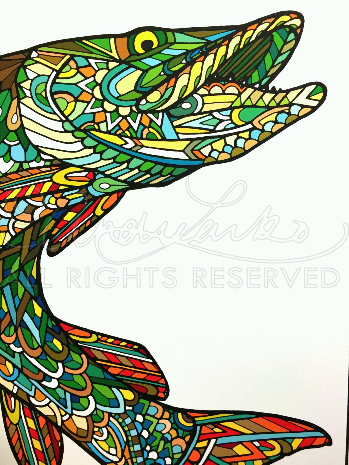 Limited Edition Muskellunge Muskie Zentangle Fish
