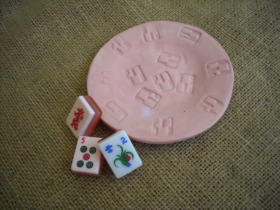 Items similar to Pink Mahjong Dish - Oriental Plate - Mahjong Snack ...