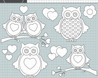 Items similar to INSTANT DOWNLOAD Mr Mrs Hoot Owl Digital Stamps Leafy ...