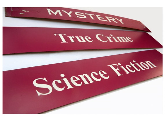 vintage signs library library section set of 3 science