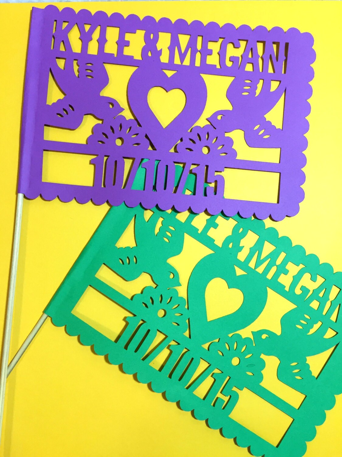 10 Cardstock Personalized Banderitas Names & Date Wedding