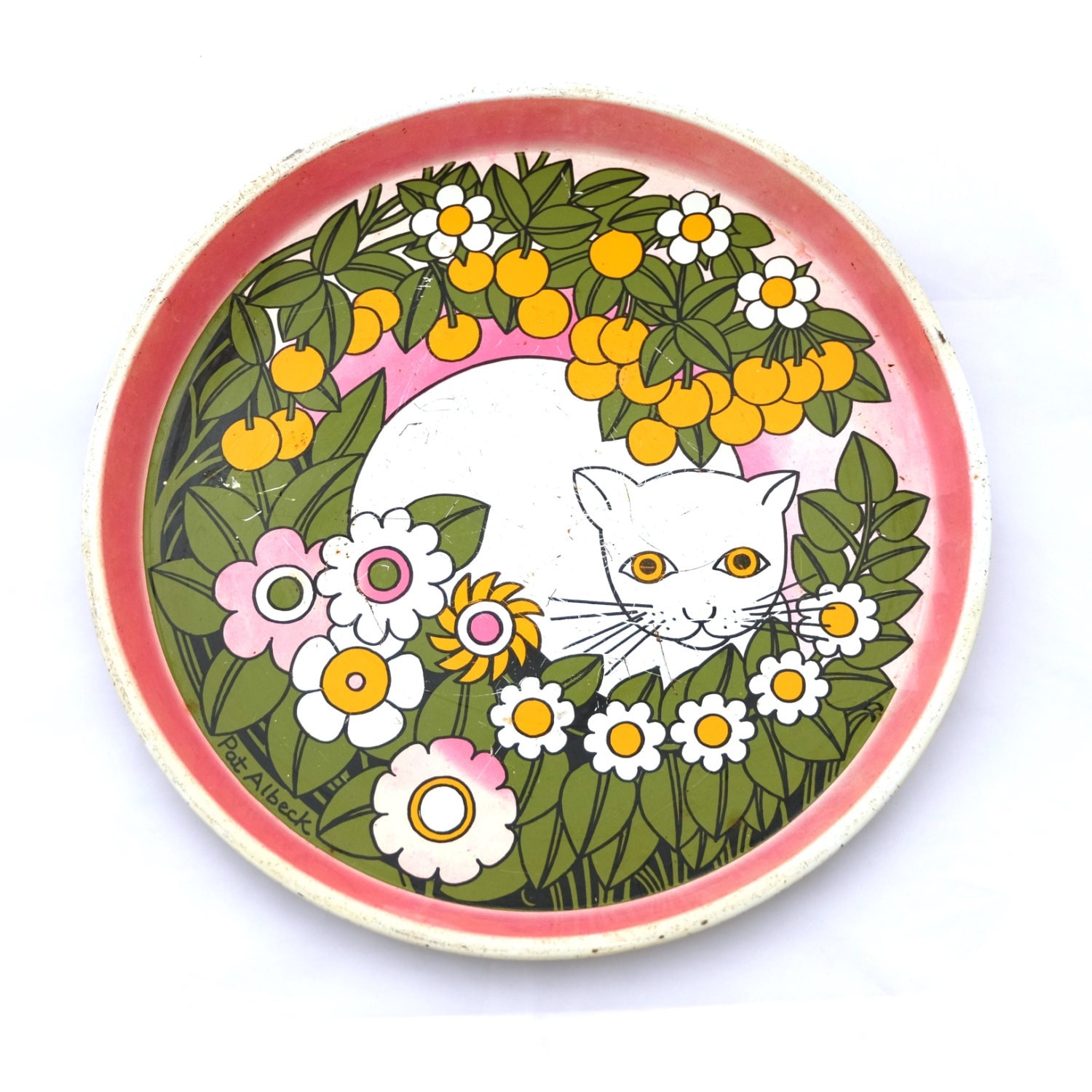 Pat Albeck Cat Tray, Vintage Tray, Retro Drinks Tray, Cat Serving Tray ...