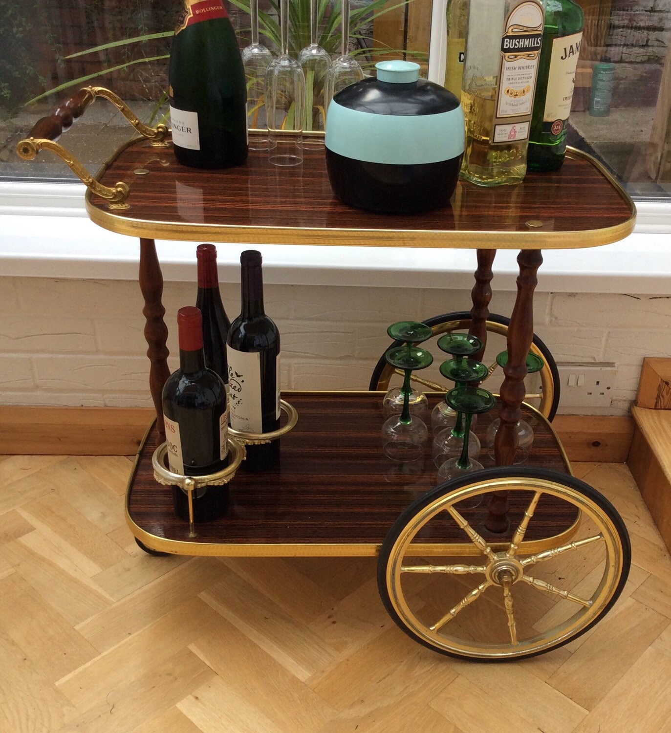 Bar cart rolling drinks trolley mid century modern tea trolley hostess ...