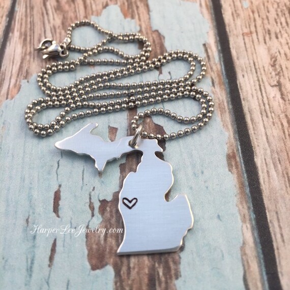 Items similar to Michigan Jewelry - Michigan Shaped Hand Stamped ...